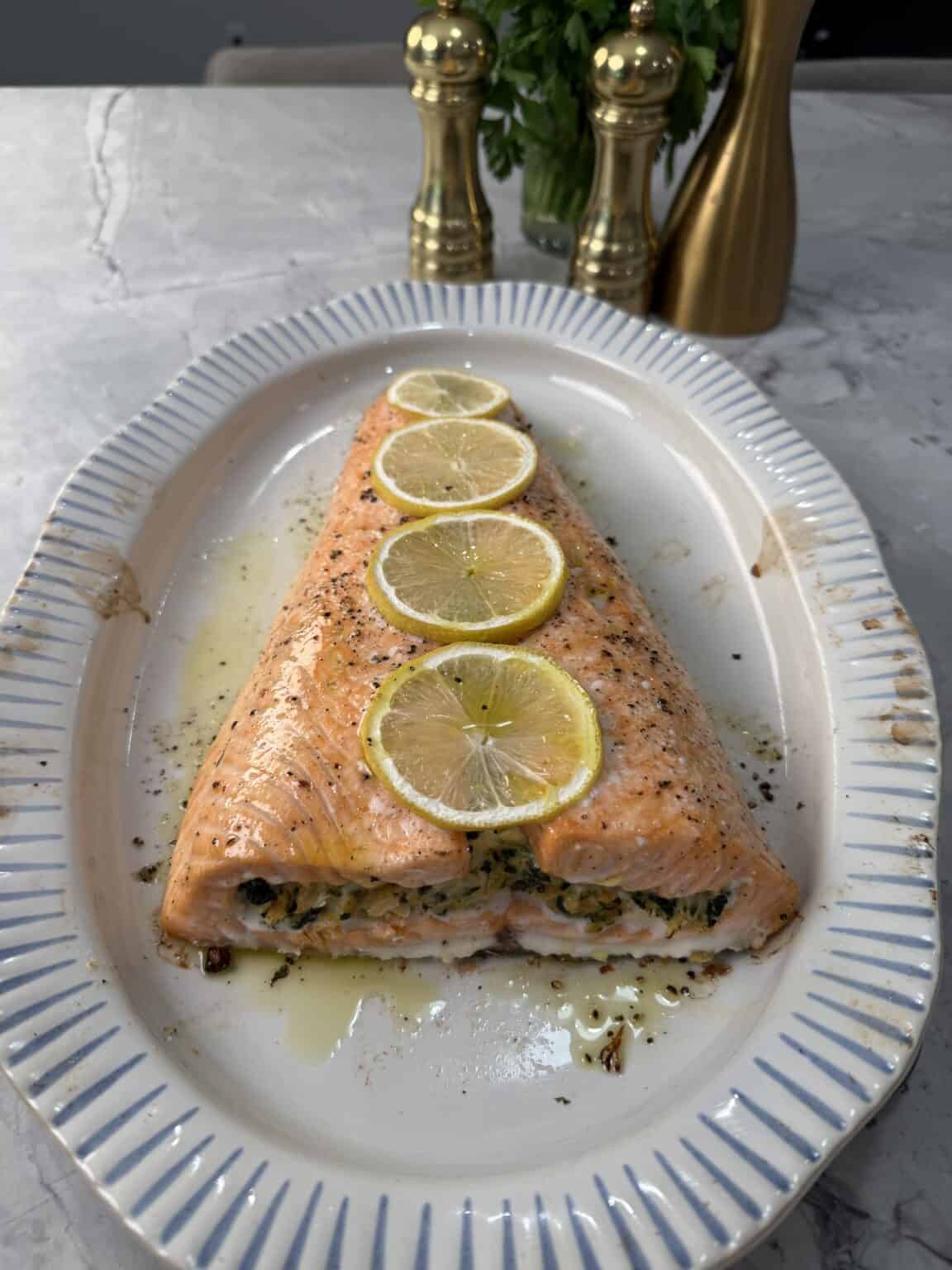 Crab Stuffed Salmon Tail - Cooking with Ereka